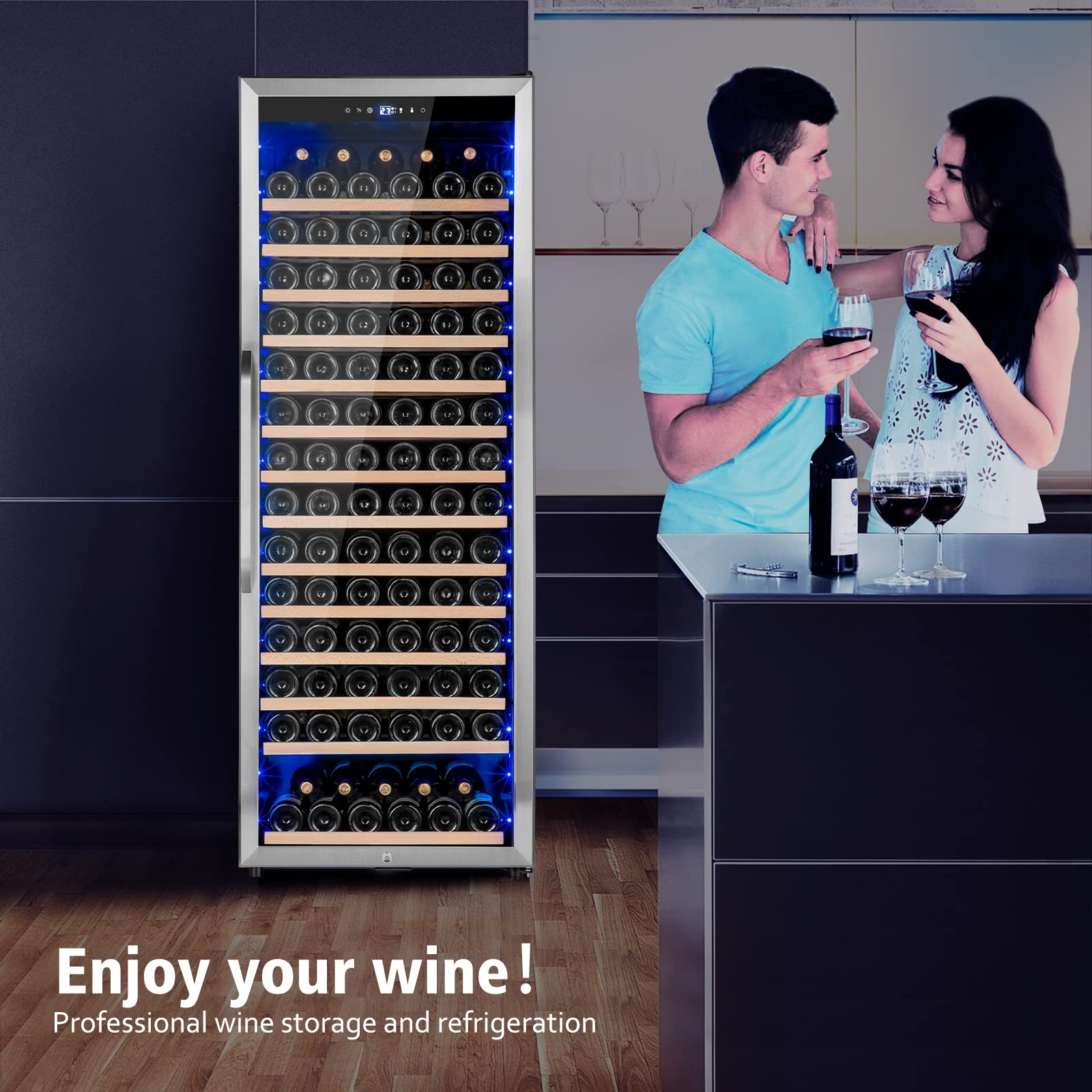 Wine Cooler Refrigerator, 179 Bottles Professional Wine Fridge with Powerful Compressor,Quiet Operation and Elegant Design for Wine Lovers