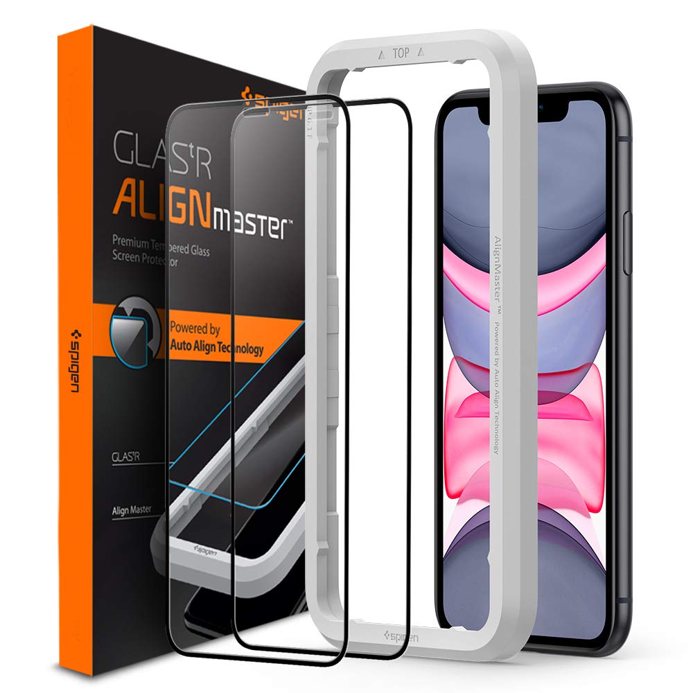 Spigen Tempered Glass Screen Protector [GlasTR AlignMaster] designed for iPhone 11 [2 Pack] - Edge to Edge Protection