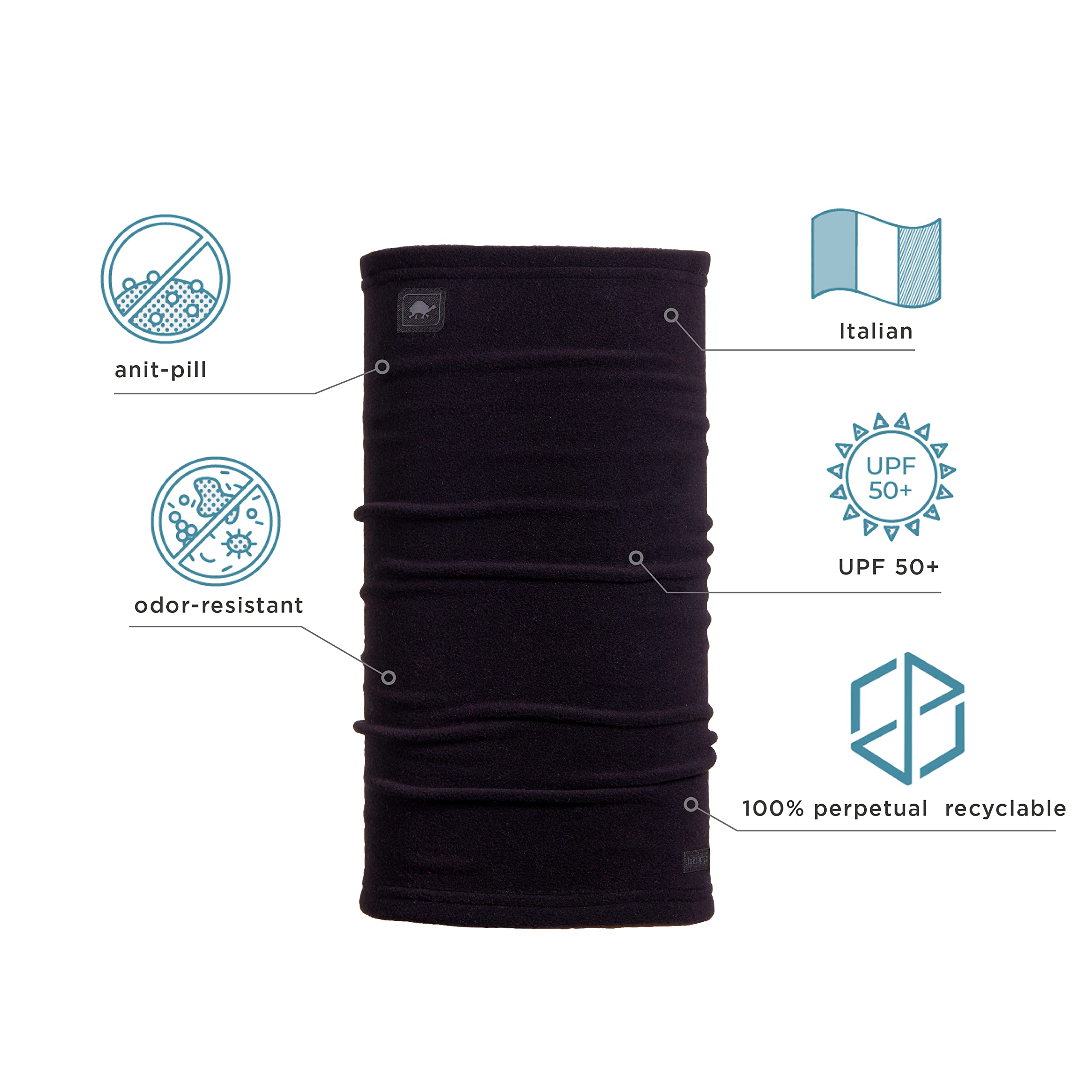 Turtle Fur Micro Fur Stretch Turtle Tube Long Neckwarmer, Black