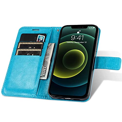 Ttianfa Cover Compatible for Sony Z5 Wallet case,3 Card Slot 【2X】 Tempered Screen Protector,Leather Card Holder Protection Shockproof Stand Magnetic Ultra Thin flip Case,Sky Blue