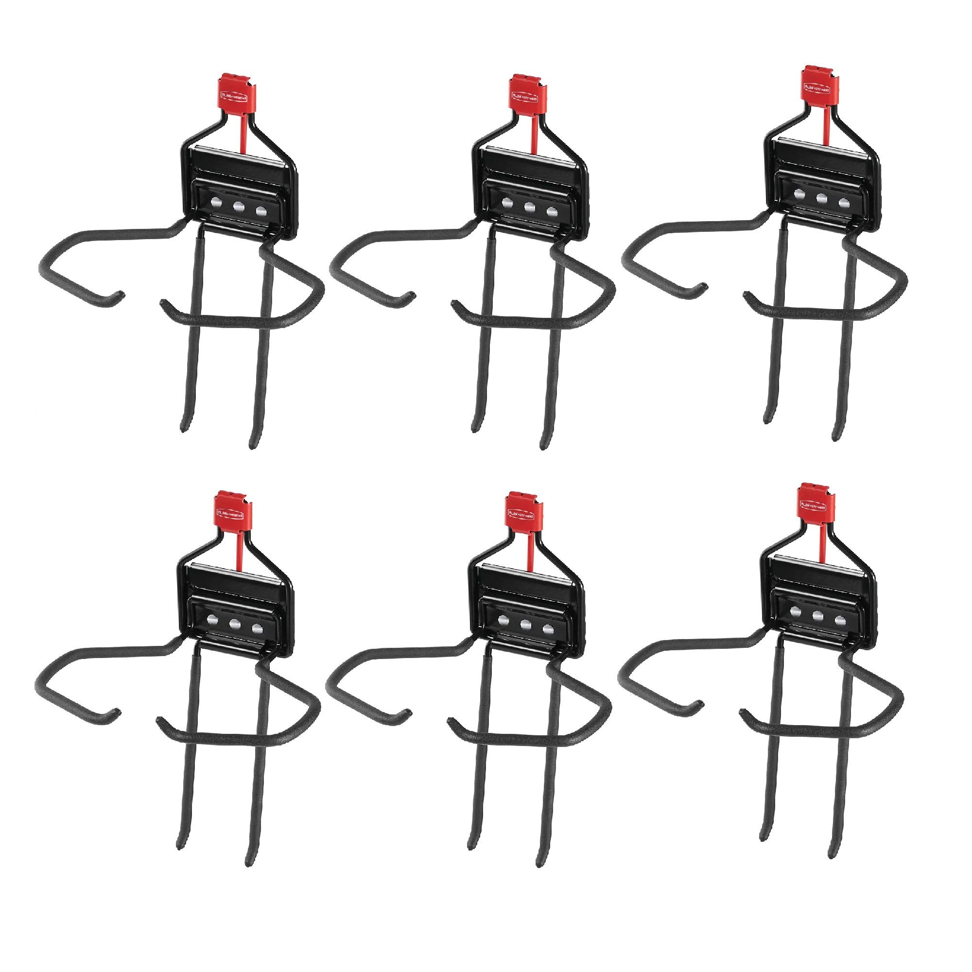 Rubbermaid Heavy Duty Metal Storage Shed Space Saving Large Easily Mounted Power Tool Holder, Holds Up to 20 Pounds with Adjustable Hook (6 Pack)
