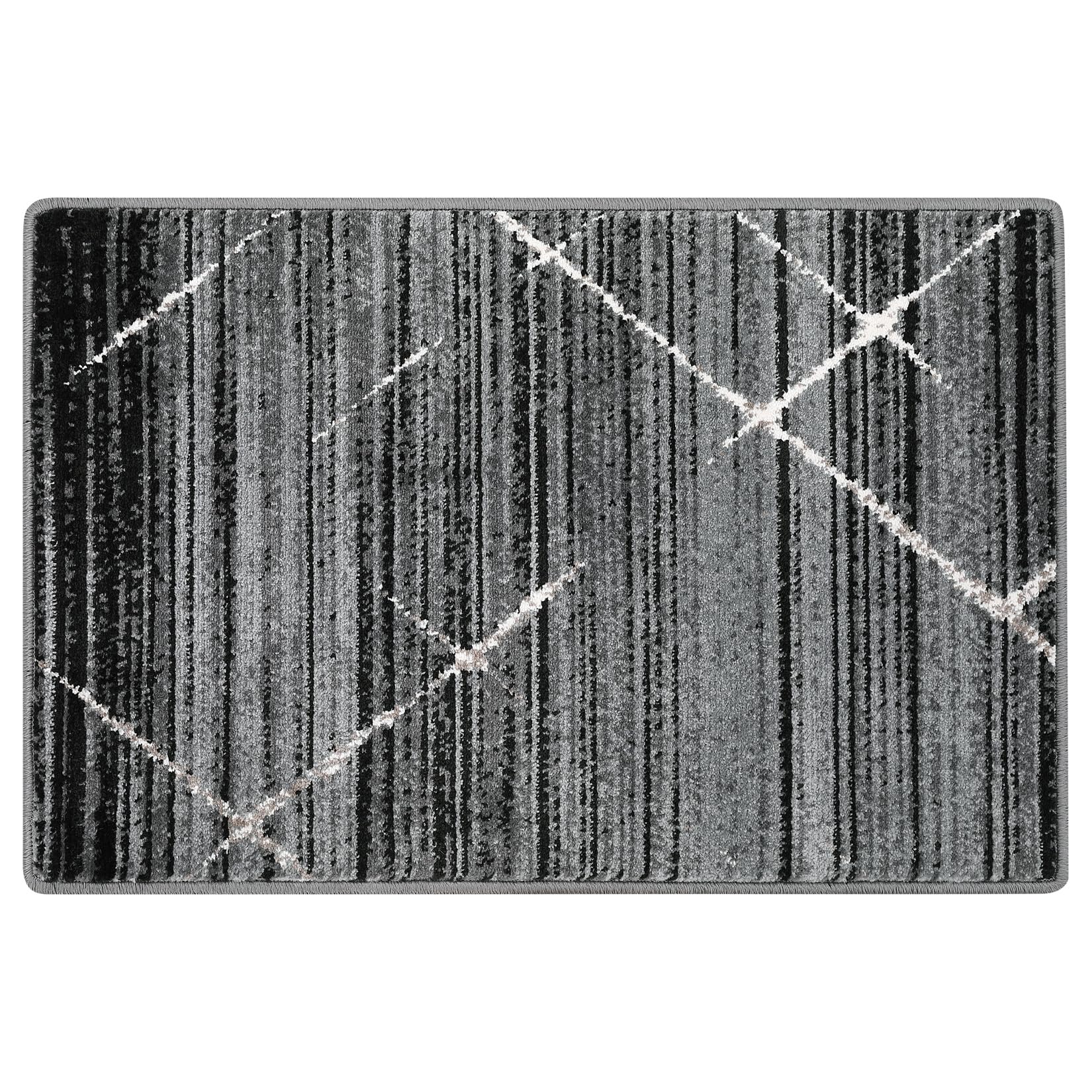 WESTLOOM Area Rug 2x3 Modern Abstract Doormat Retro Accent Mat Indoor Entrance Kitchen Rug Contemporary Indoor Mat Soft Door Mat Boho Plush Small Rug Living Room Bedroom Grey