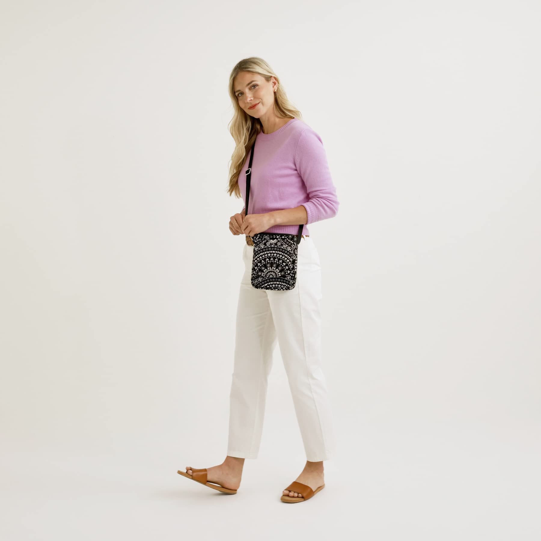 Vera Bradley Women's Cotton Mini Hipster Crossbody Purse With RFID Protection, True Navy, One Size
