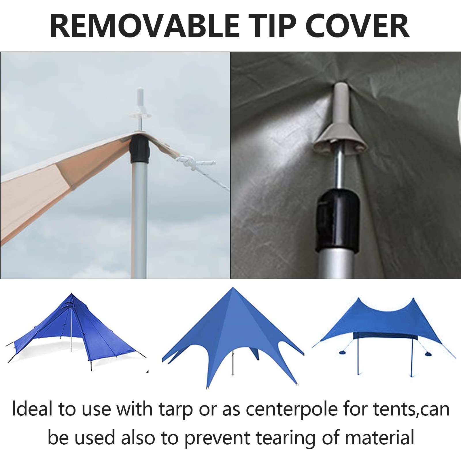 Weanas Tarp Poles Adjustable Heavy Duty, Set of 2 Aluminum Tarp Poles Telescoping Collapsible Lightweight Tent Tarp Poles for Camping Awning Backpacking