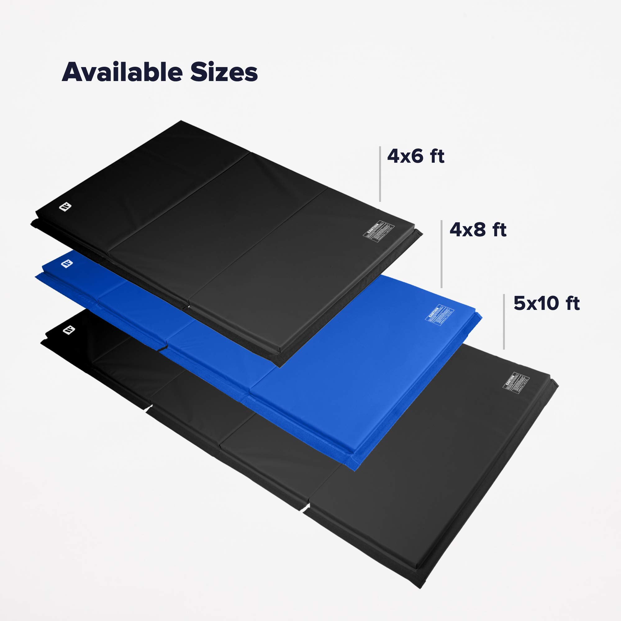We Sell Mats Gymastics Multi-Sized Portable and Padded Folding Mat for Exercise, Yoga, Martial Arts, Portable with Hook & Loop Fasteners, 5' x 10' (1.5-inch Thick), Black