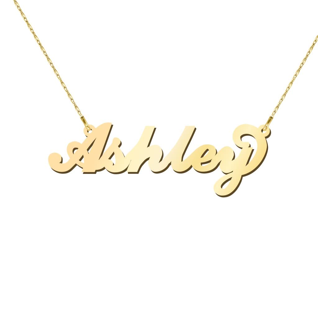 TSD 10K Yellow Gold Personalized Name Necklace with a 16" Chain in Flourish Font by JEWLR*