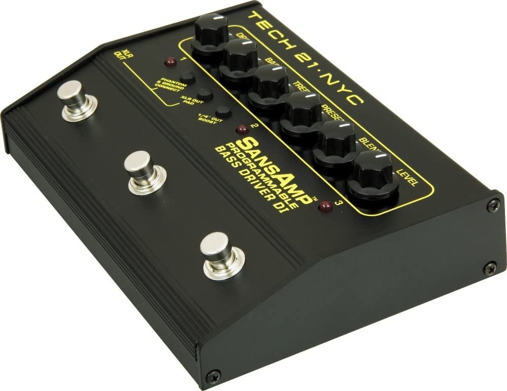 Tech 21 PBDR SansAmp Programmable Bass Driver DI Bundle with 2 Instrument Cables and 2 XLR Cables
