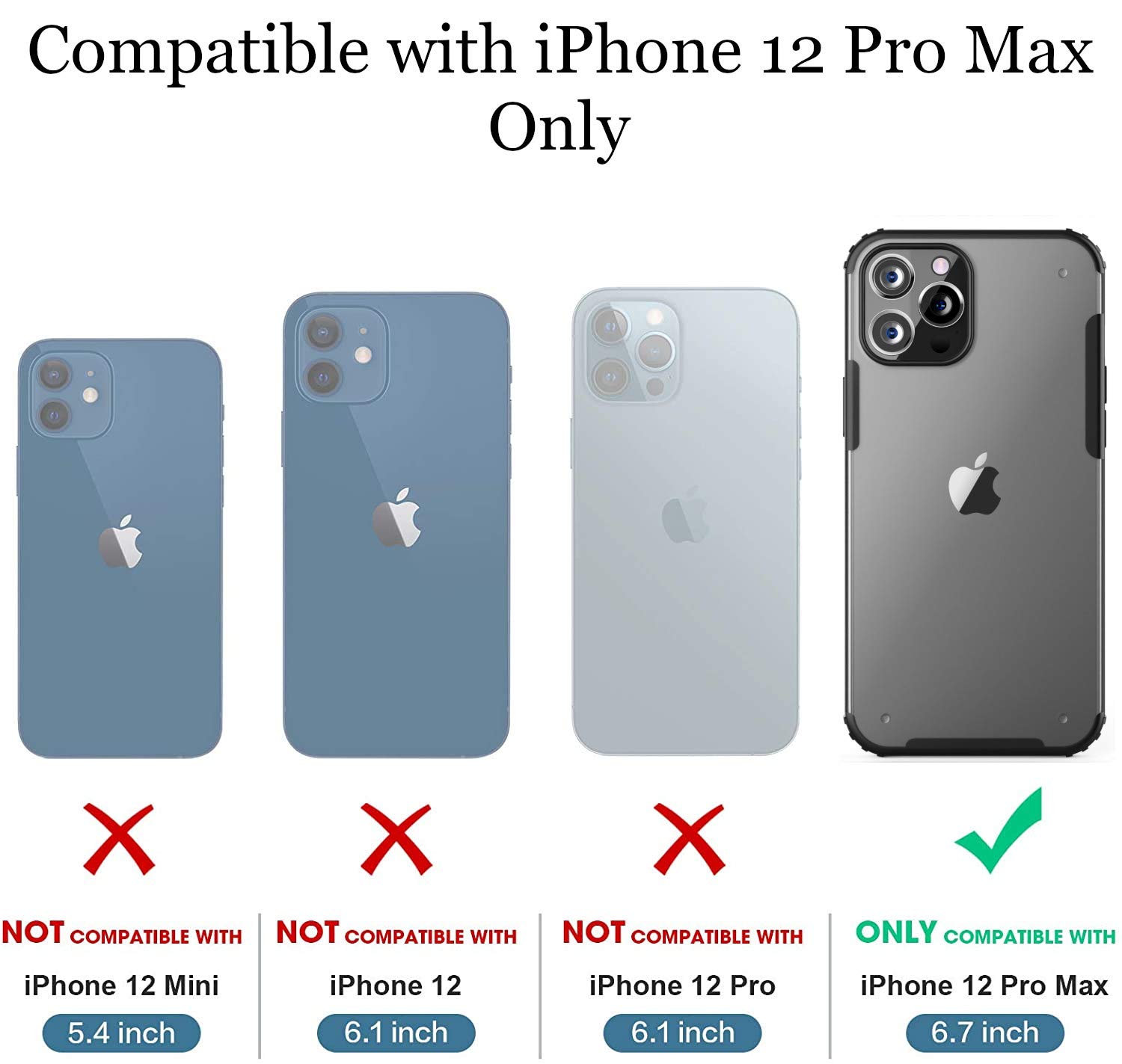 ZILLKO iPhone 12 Pro Max Case - Military Grade Drop Protection, Shockproof Armor, Slim & Lightweight Design, 6.7" Screen (Black)