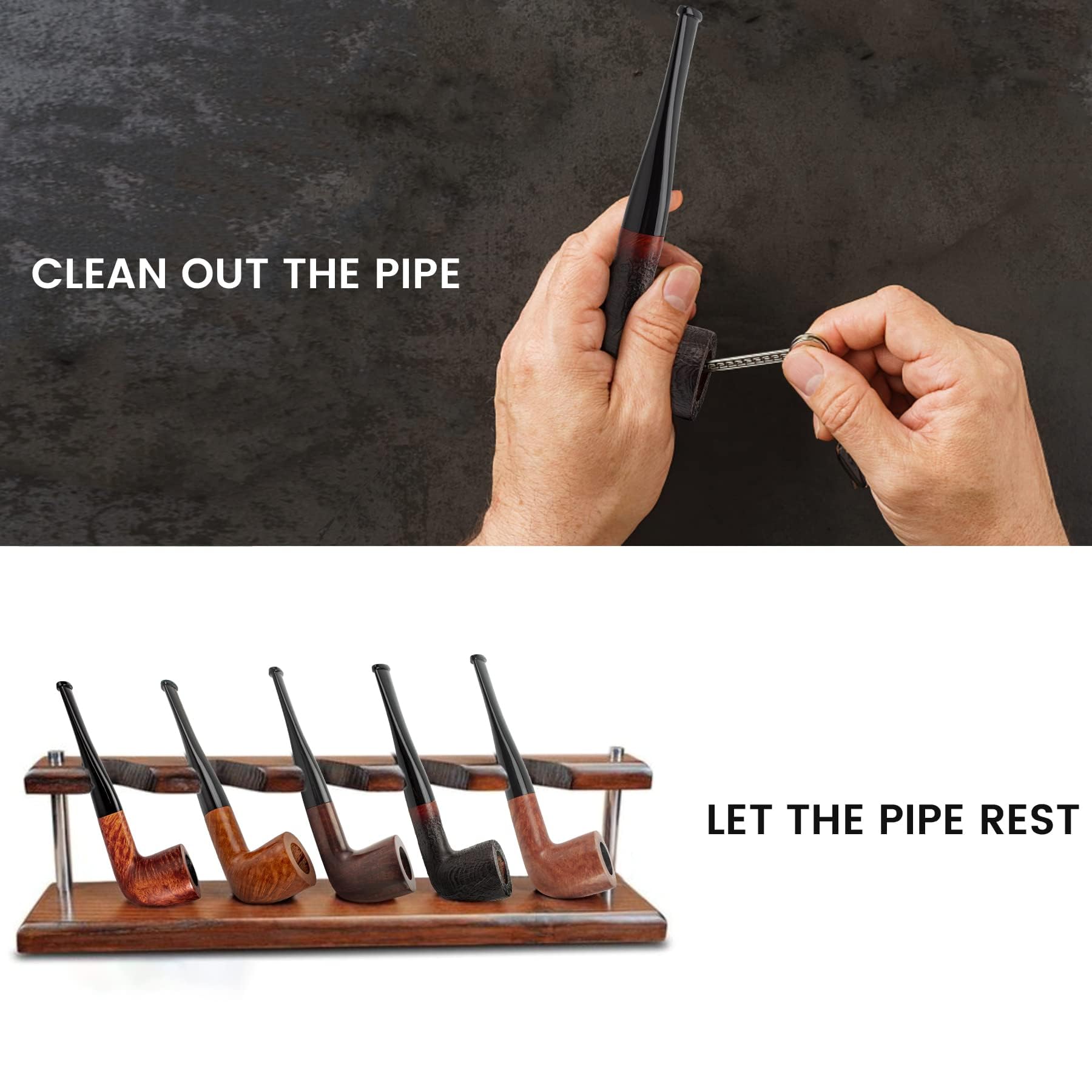 SPIPER smooth Briar Zulu Tobacco Straight pipe, 100% Quality Handmade pipe with smooth Acrylic Stem, Beginner Pipe,Great Gift for Father,friends (black)