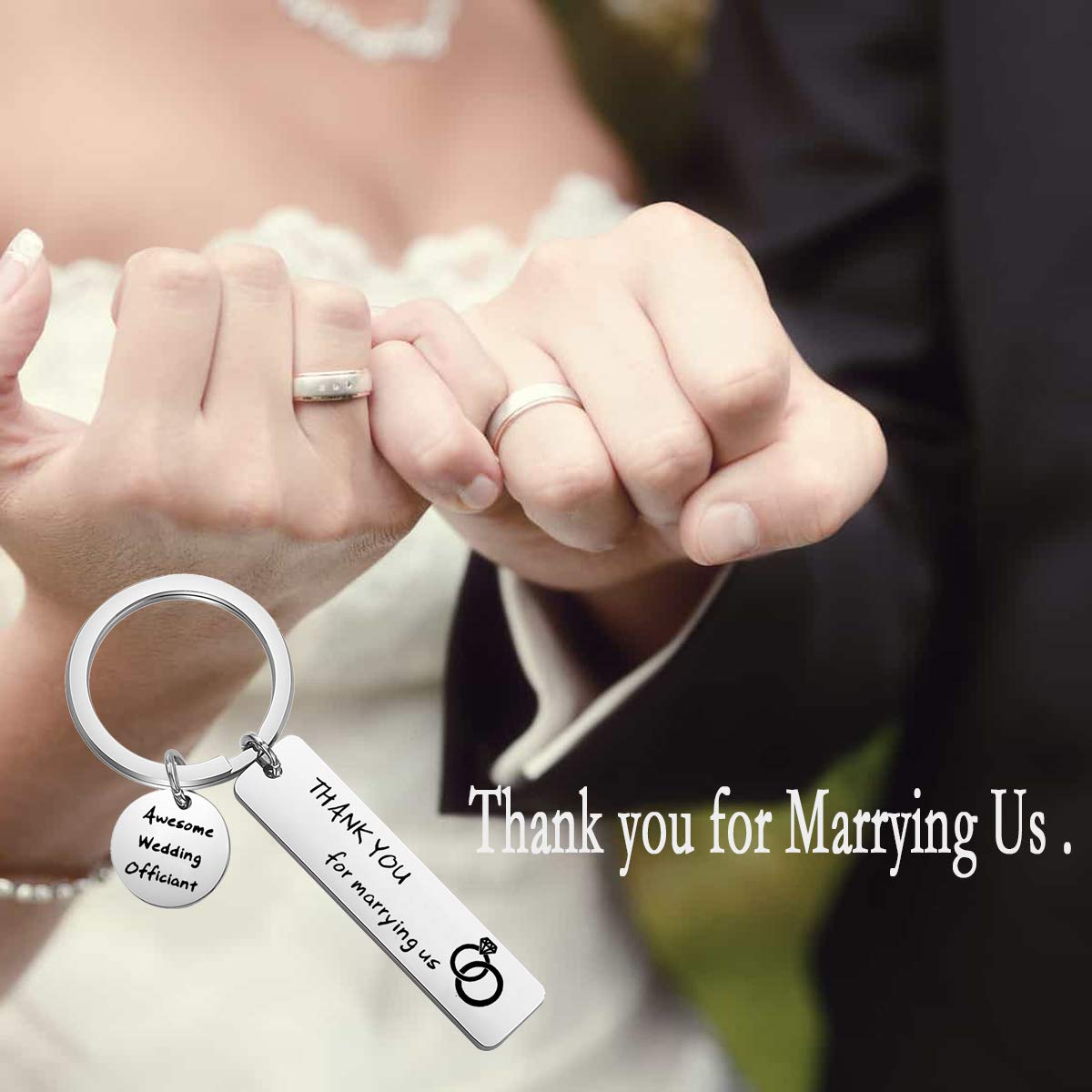 Wedding Officiant Gift Thank you for Marrying Us Keychain Officiant Appreciation Gift Bridal Party Gift for Wedding Officiant (WOfficiant-Keychain)