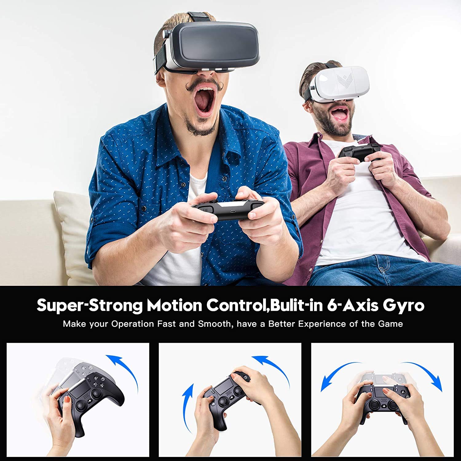 UeeVii PS4 Controller with Back Paddles, Wireless Game Controllers for Playstation 4 PS4 Pro PS4 Slim with Back Button for Custom Mapping Dual Shock Six-axis Audio Function Touch Pad 1000mAh Battery