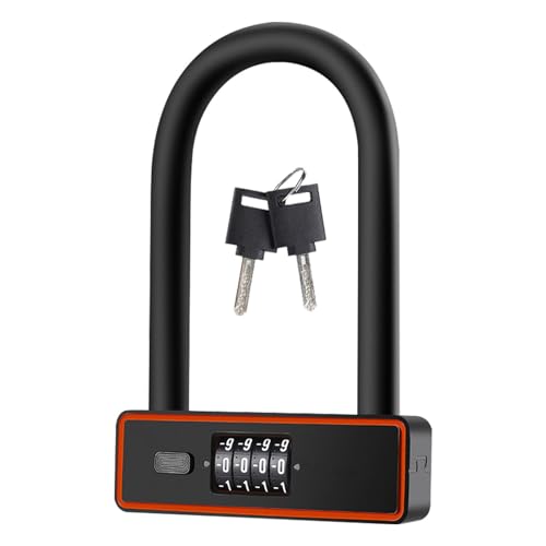 U Lock Heavy Duty, Motorcycle D Lock with 4 Digit for Safety, Anti Theft Combination U Lock,U Bolt Lock, Resettable Lock for Motorcycle, Bicycle Code Lock for Road