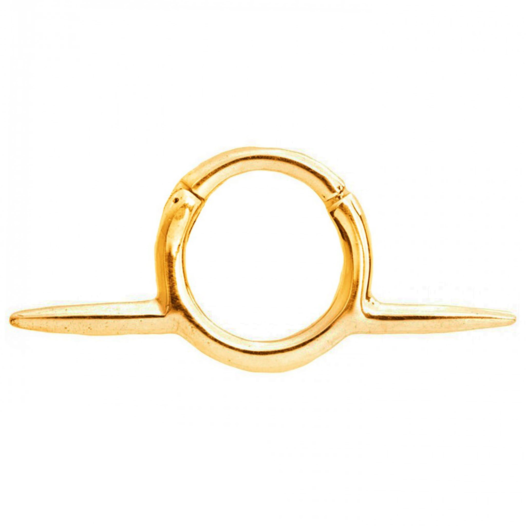 Steel Navel Body Jewelry Gold Plated Long Spike Septum Ring: 16g 3/8"