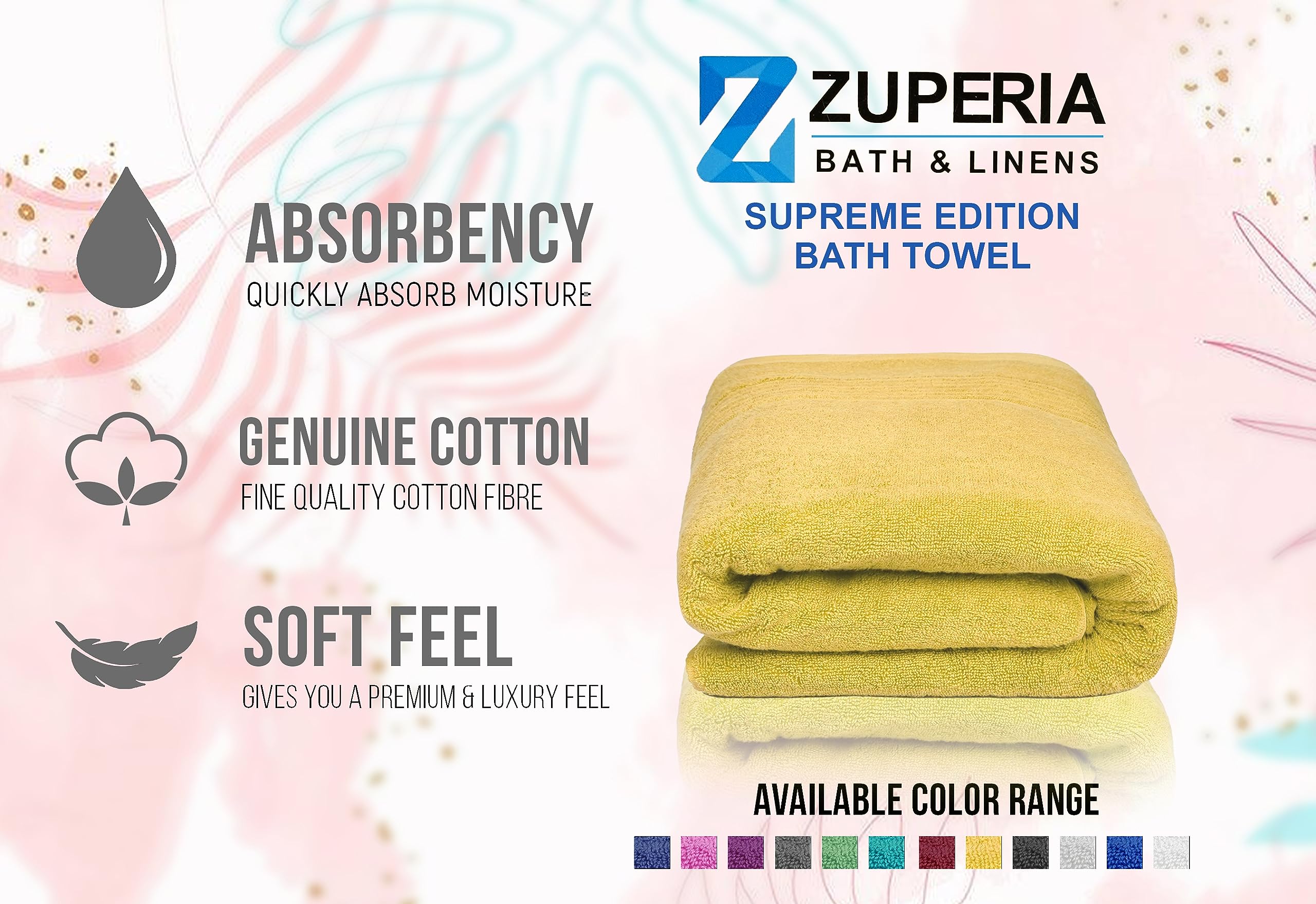 ZUPERIA Supreme Edition Bath Towels 700 GSM - 27 x 54 Inches, 100% Cotton Large Bathroom Shower Towels - Highly Absorbent for The Ultimate Experience (4 Pack,Grey)