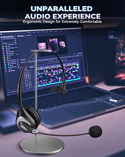Wantek Corded USB Headsets Mono with Noise Cancelling Mic and in-line Controls, UC Business Headset for Skype, SoftPhone, Call Center, Crystal Clear Chat, Super Lightweight, Ultra Comfort (UC600)