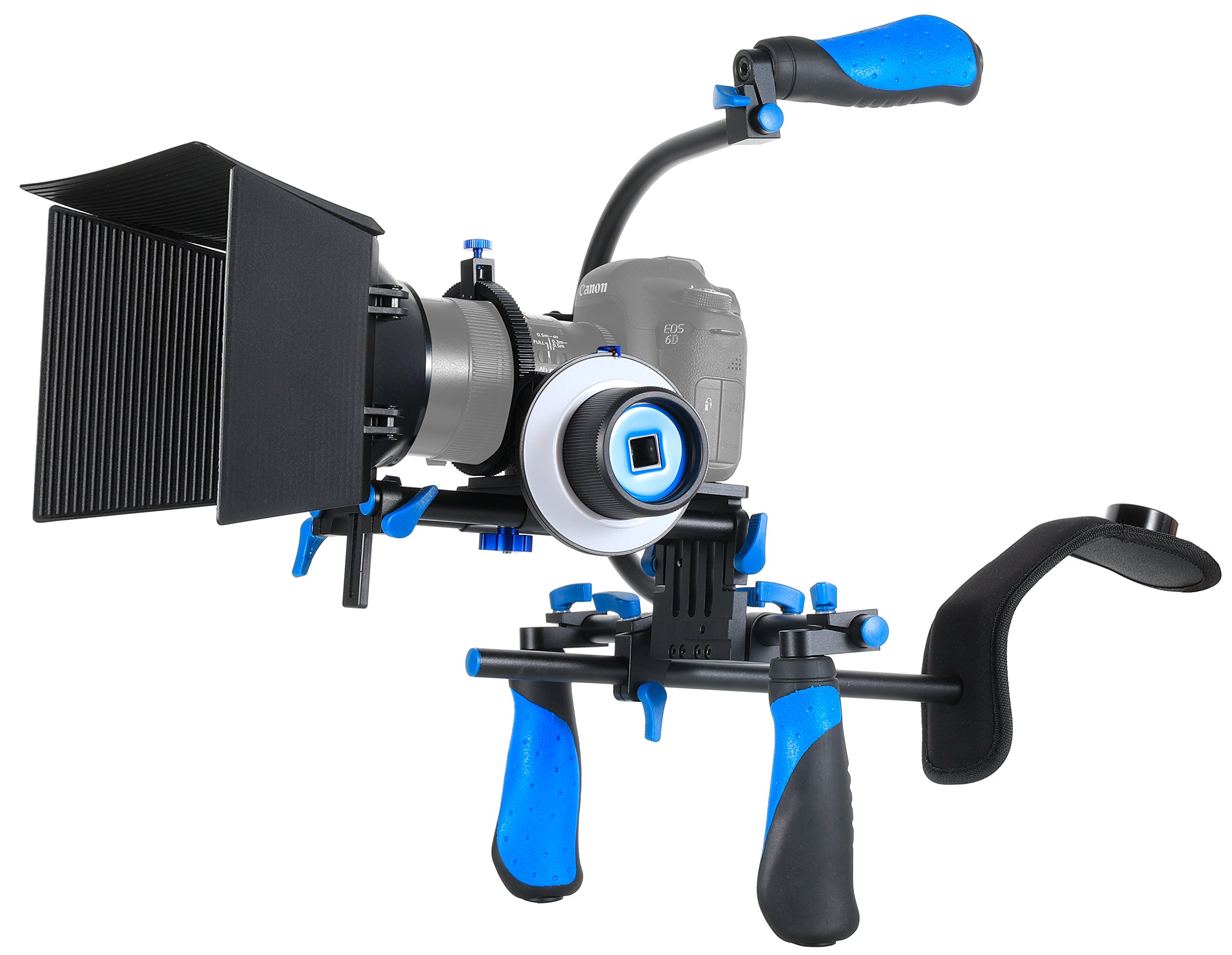 SunSmart DSLR Rig video camera Shoulder Mount Kit including DSLR Rig shoulder support and Matte Box for All DSLR Video Cameras and DV Camcorders