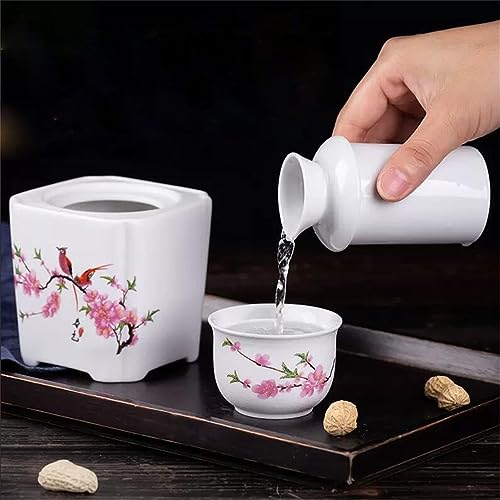 ZLXDP Square Hot Wine Pot Household Chinese Antique Wine Set Set Hot Warm Wine Pot Ceramic Warm Wine Ware