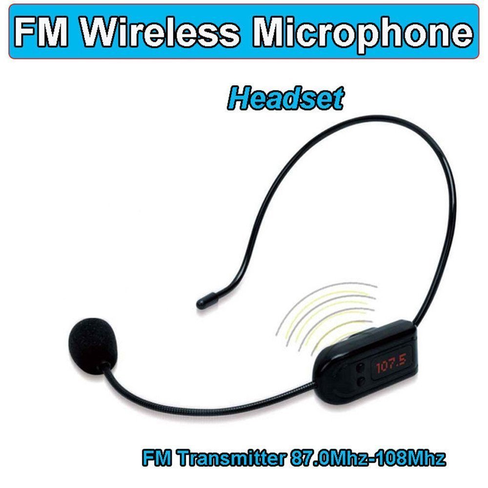 TiKeDa Wireless FM Condenser Microphone Headset, Hands-Free with Rechargeable Battery, Megaphone Mic for Voice Amplifier, Church, Tour Guide Salesman Teachers Conference Road Trips and Karaoke