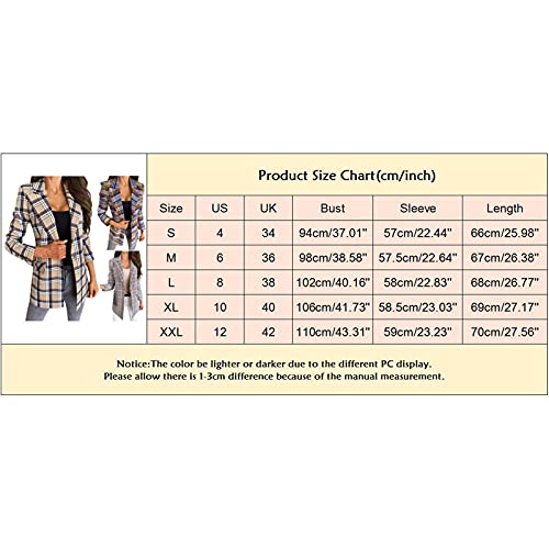 Women Plaid Blazer Petite,Women's Blazer Plaid Blazers for Women Business Work Office Casual Long Sleeve Lapel Button Pocket Jacket Suit Multicolor,M