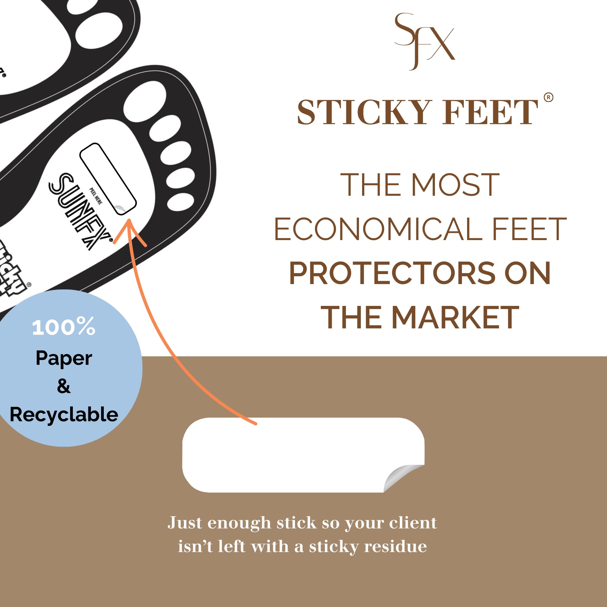 SunFX Disposable Sticky Feet Protectors (25-PAIRS) Spray Tan Feet Protector Pads for Sunless Airbrush Tanning