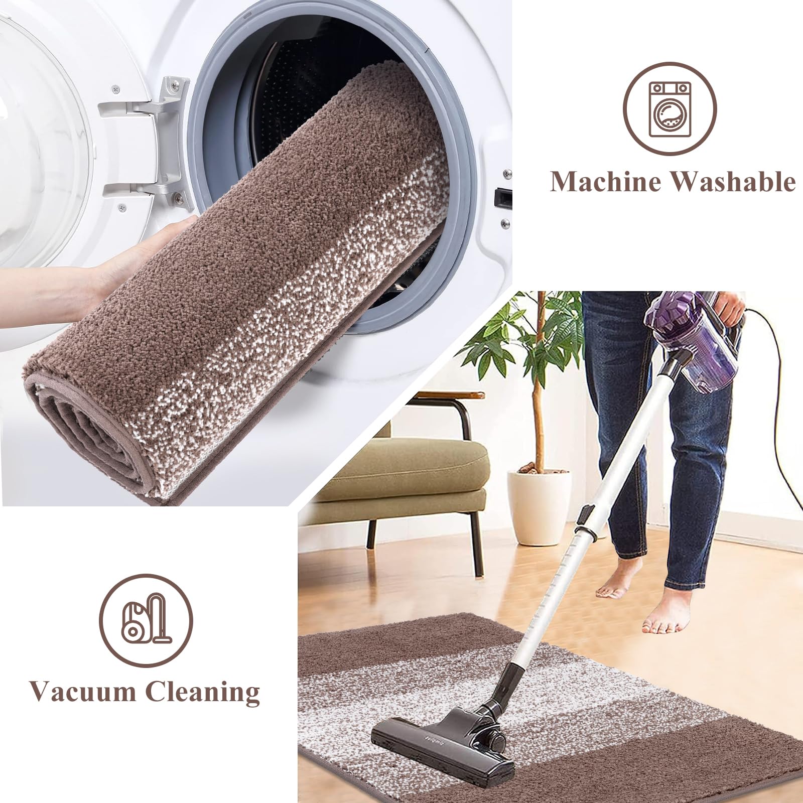 Vaukki Indoor Doormat Entryway Door Rug, Non Slip Absorbent Mud Trapper Mat Inside Floor Mat, Washable Small Door Carpet for Entryway (24''x36'', Coffee)
