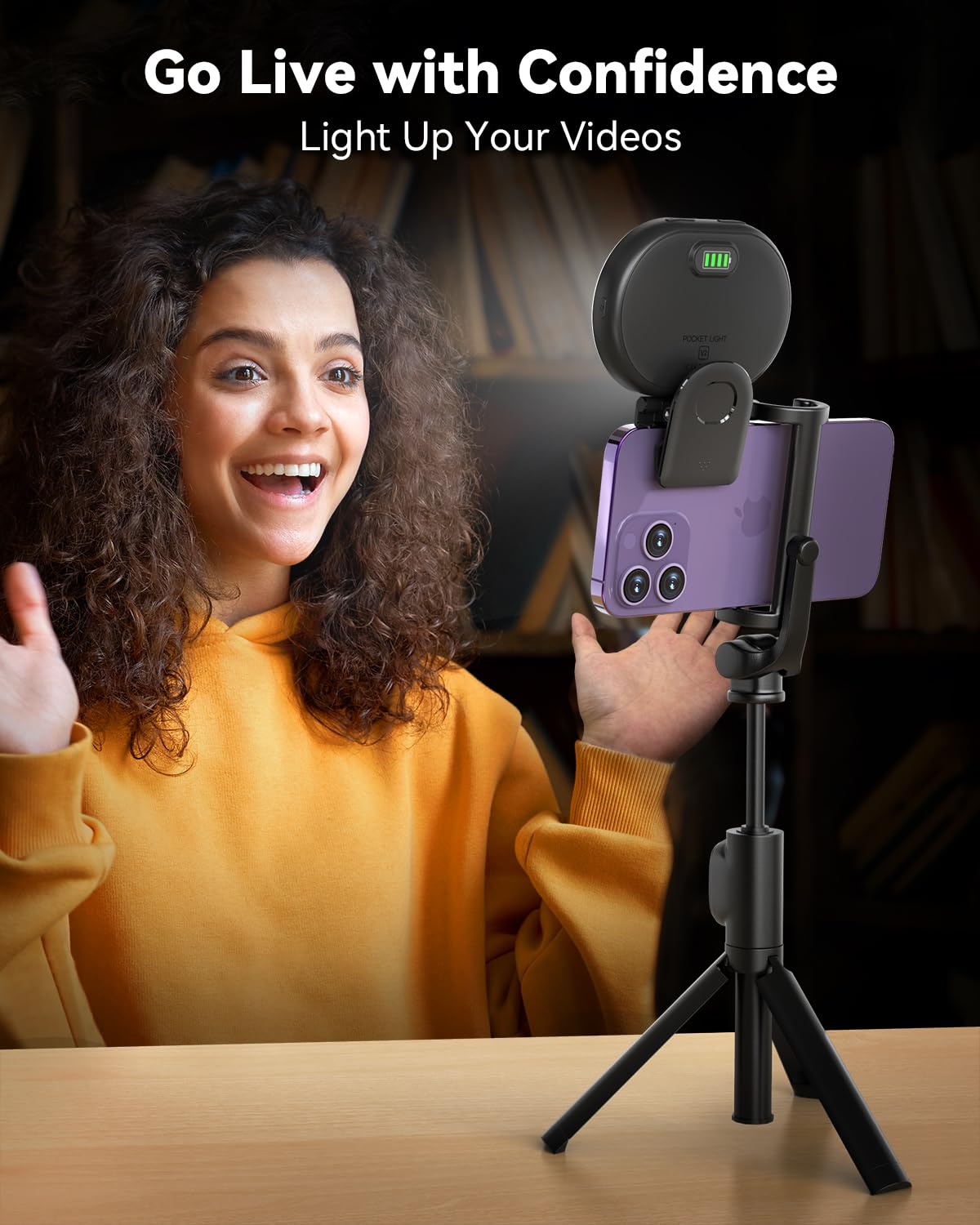 Weilisi Rechargeable Selfie Light, Phone Light with 3 Lighting Mode/10 Brightness Level, Portable Phone Ring Light for Selfie, Makeup, Tiktok, Live Stream, Clip on Video Light for iphone/Android/ipad