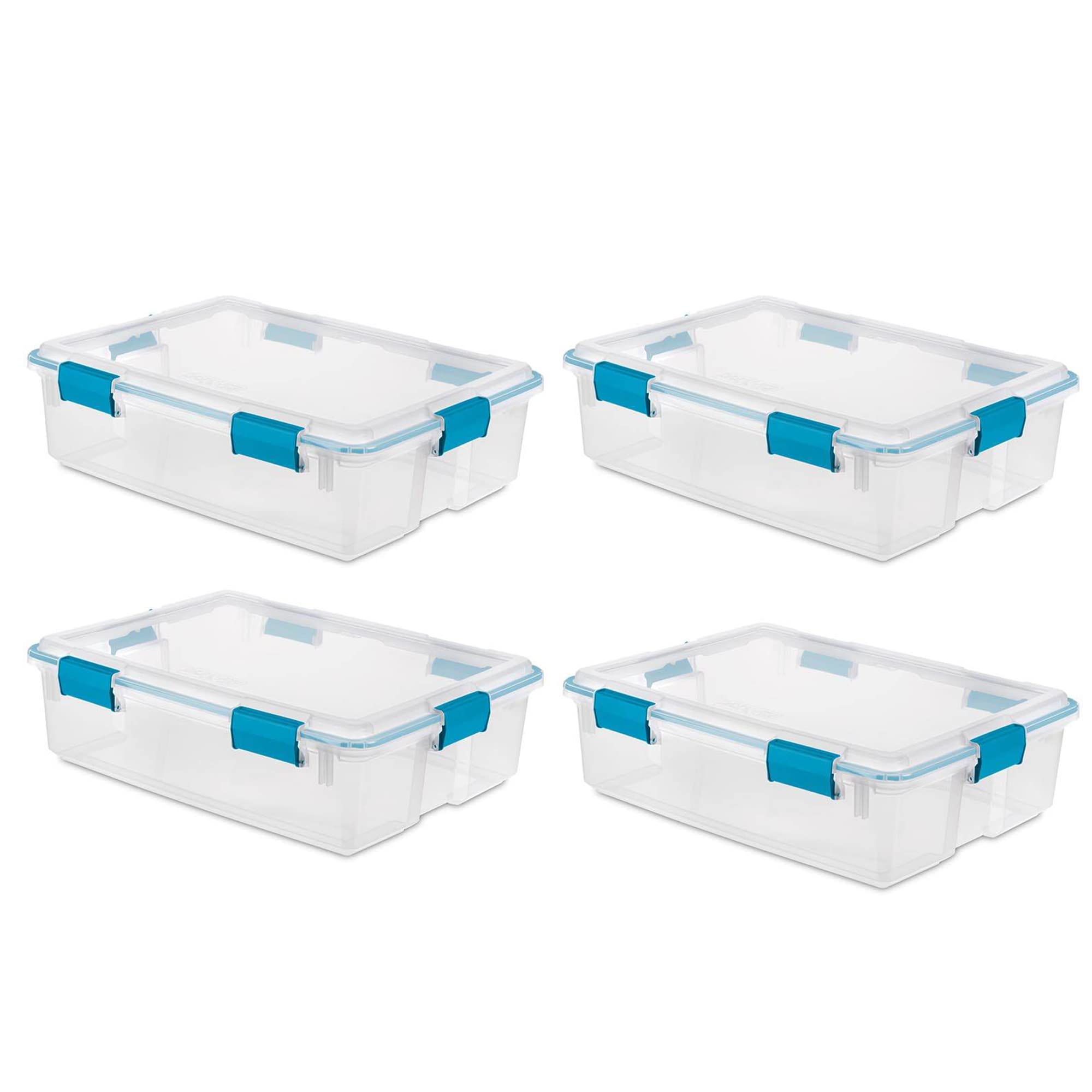 Sterilite Gasket Box, Stackable Storage Bin with Latching Lid, 37 Quart, 12 Pack