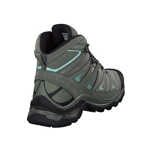 Salomon X Ultra 3 MID Gore-TEX Hiking Boots for Women, Shadow/Castor Gray/Beach Glass, 9