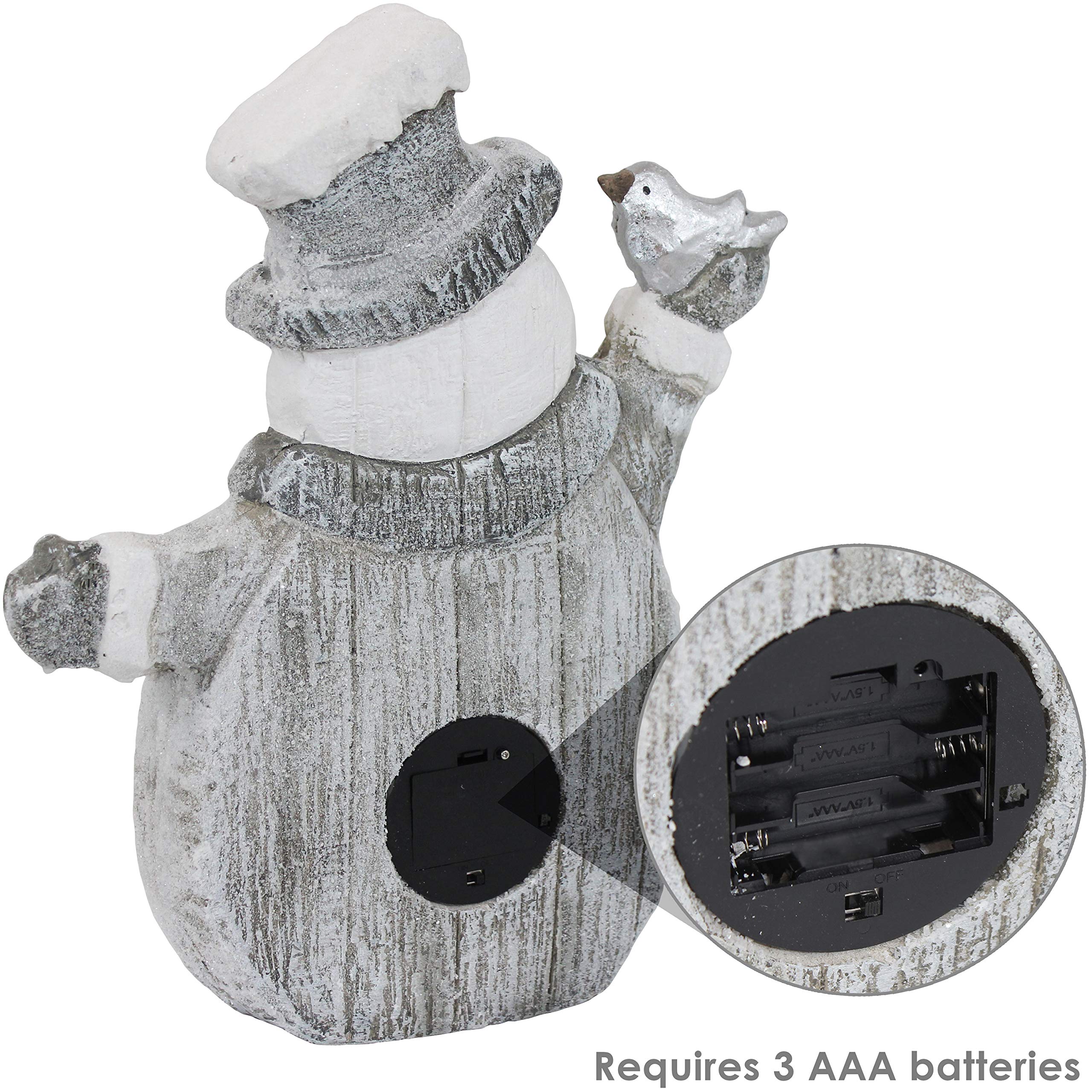 Sunnydaze Joyful Snowman 15-Inch Indoor Christmas Decoration with LED Lights - Battery Operated Pre-Lit Accent