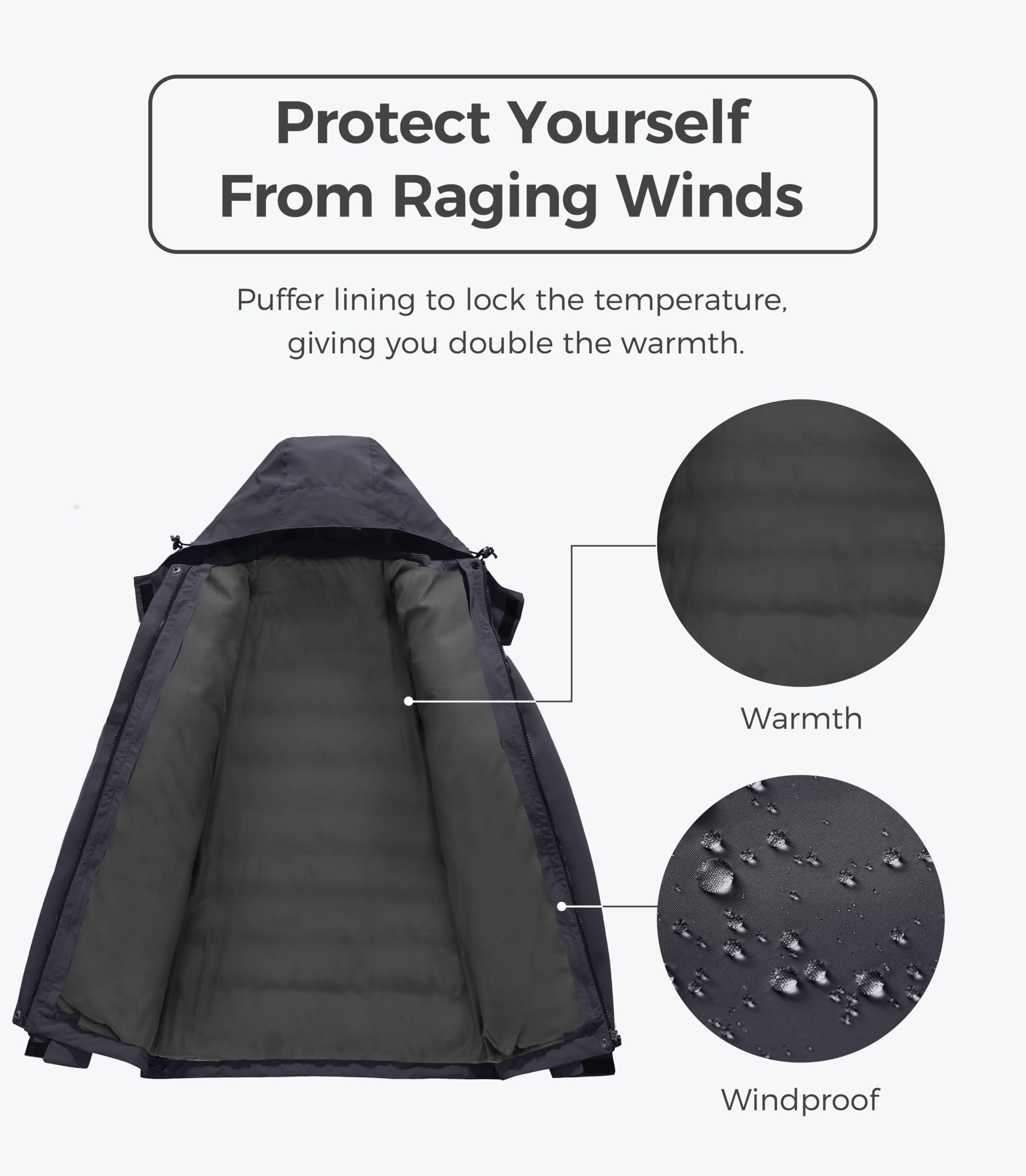 wantdo Women's Waterproof Ski Jacket Interchangable Winter Coat Snowboarding Jackets Dark Gray S