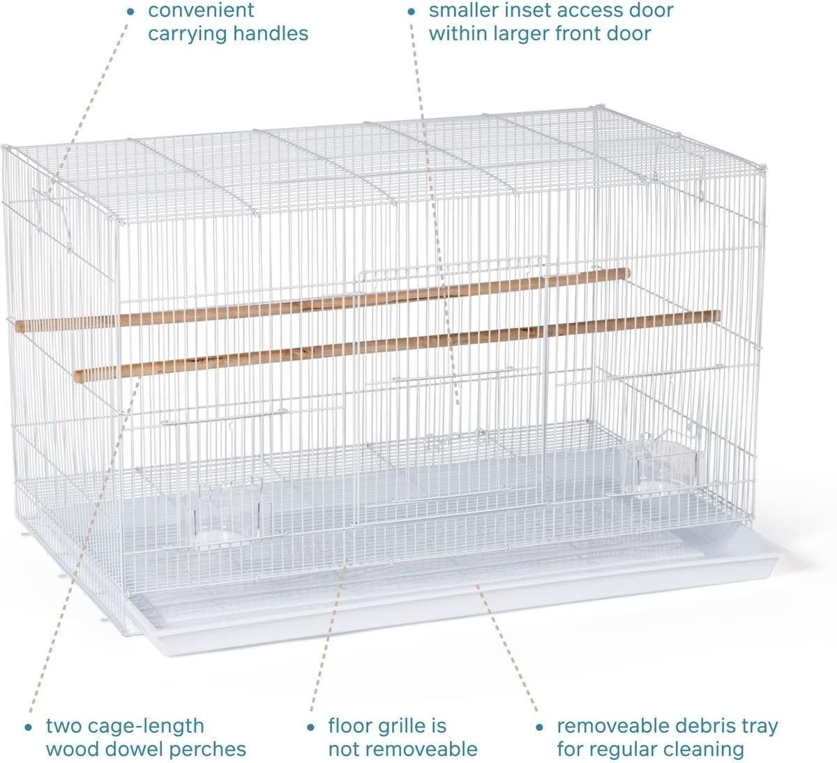 TENAS Small Bird Flight Cage - Bird Cage - Easy Stacking - Feeding Cups and Perches - Easy Cleaning - Spacious, Comfortable Space for Your Small Birds