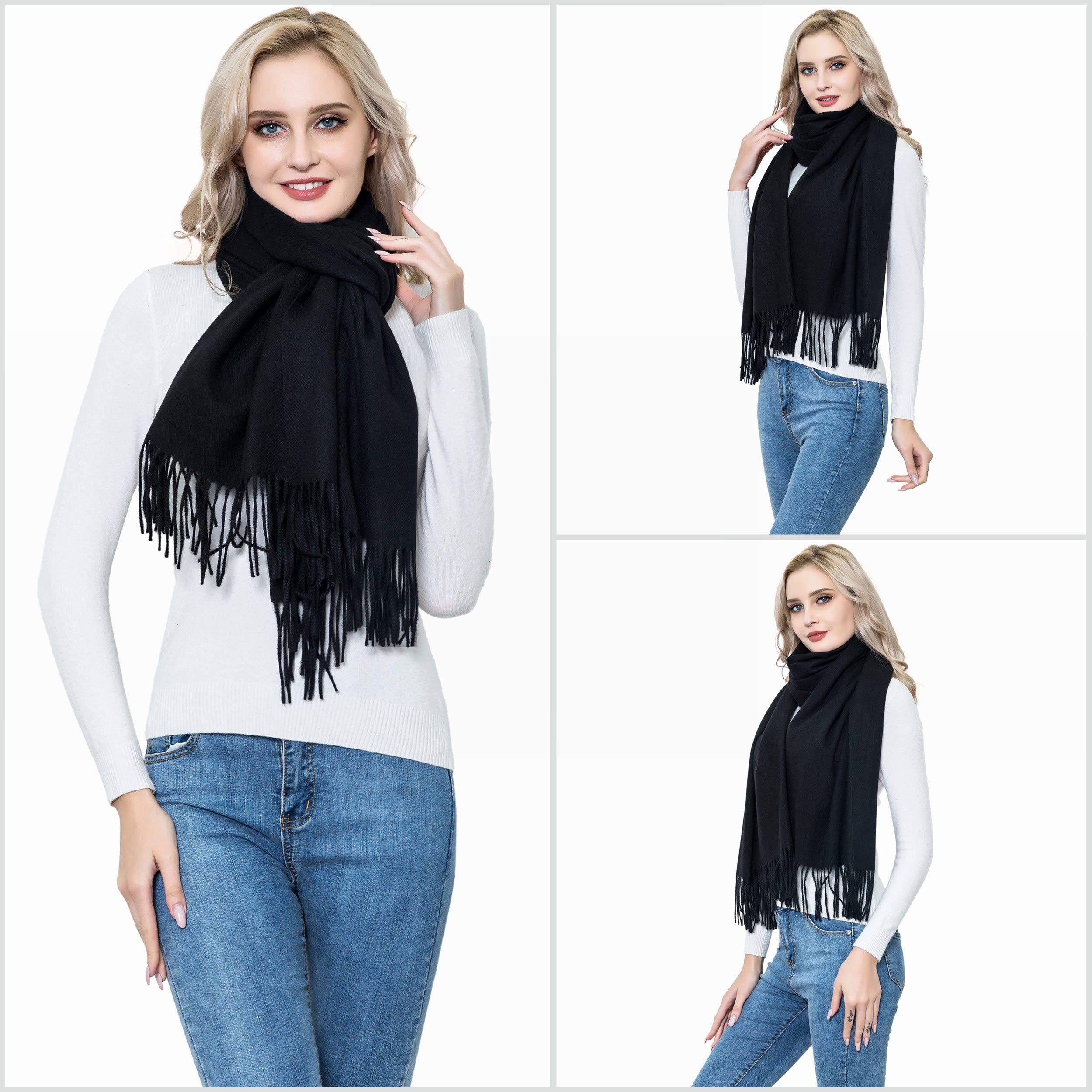 vimate Pashmina Shawl and Wraps for Evening Dresses, Soft Warm Pink Wedding Pashmina Shawls and Wraps for Ladies/Women(Black)