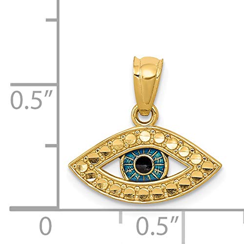 The Black Bow 14k Yellow Gold and Enameled SMALL Evil Eye Pendant, 14mm (3/5 Inch)