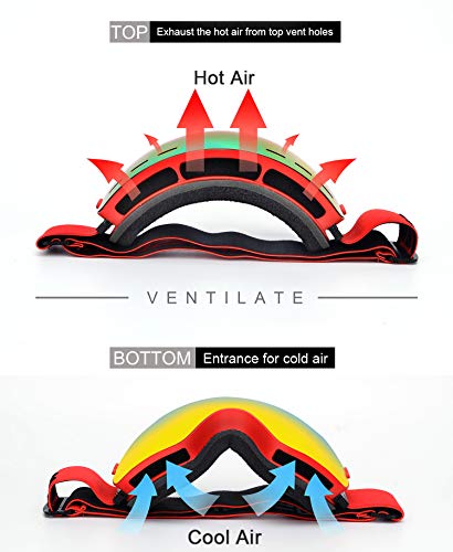 SPOSUNE Ski Goggles Over Glasses - Snow Goggle for Men Women Youth Snowboard Skiing - UV400 Anti-Fog Snowmobile Goggles