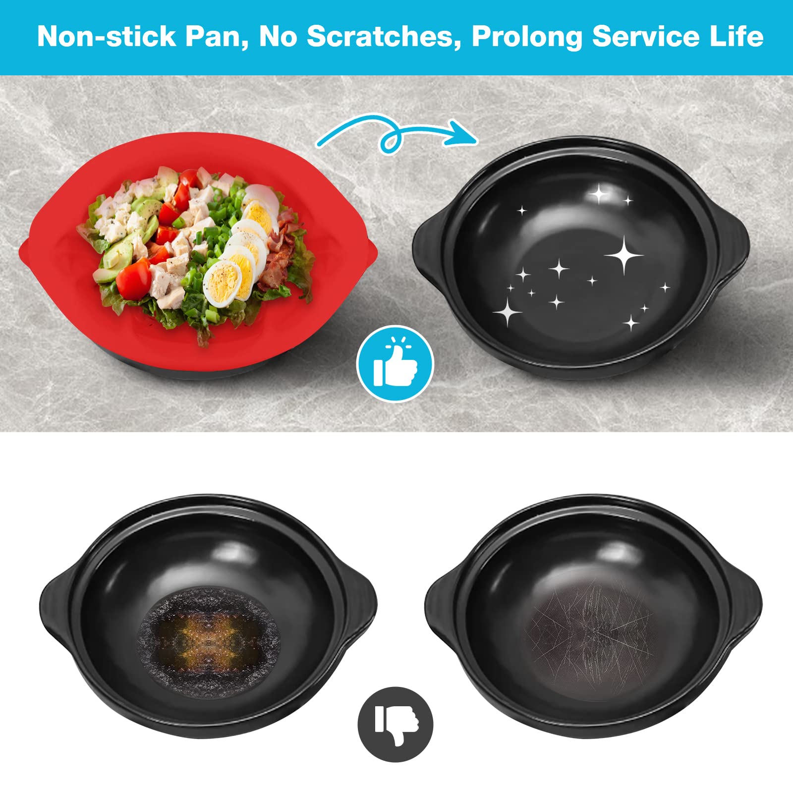 WAPSAT 2 Pack Silicone Slow Cooker Liners Fits for 7-8 QT Crockpot, Reusable Silicone Slow Cooker Liners, Safe Silicone Crockpot Liners (1pc Blue + 1pc Red)