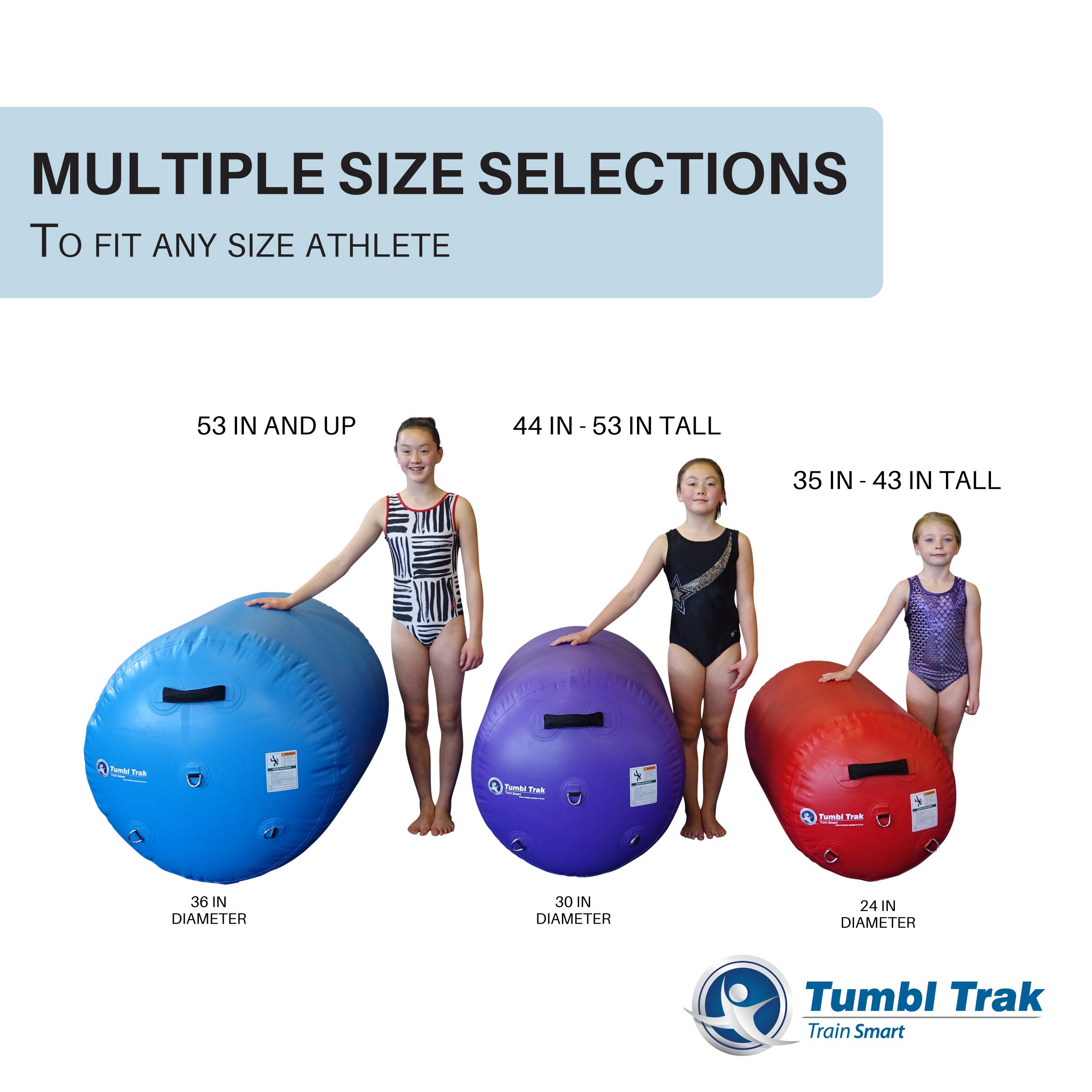 Tumbl Trak Air Barrel, Commercial Grade Air Roller for Gymnastics and Cheerleading, Blue, 36In Diameter