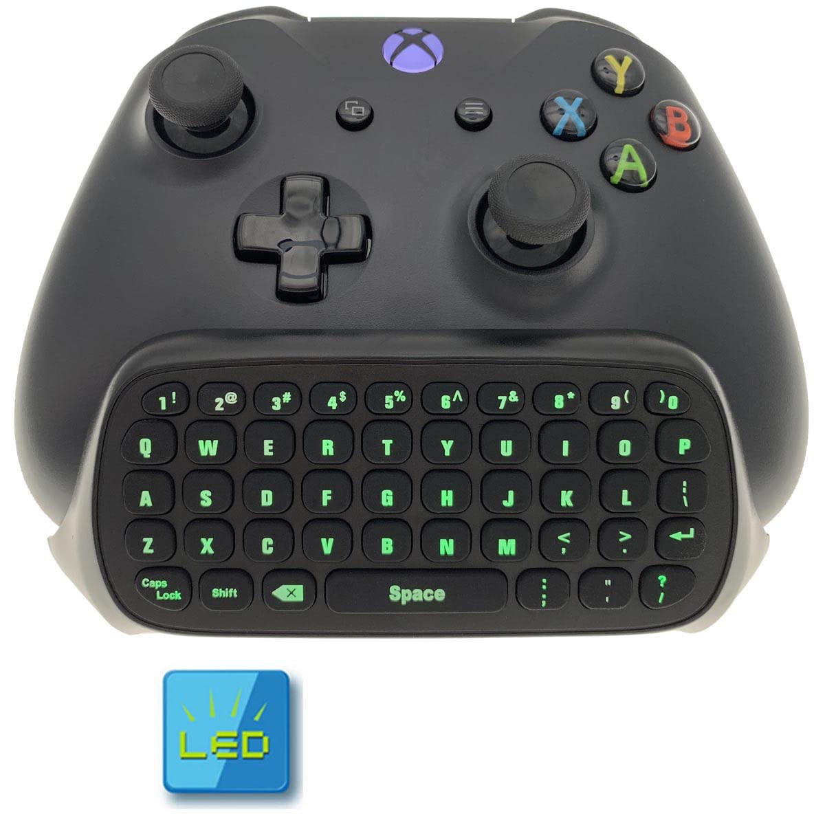 WHITEOAK Xbox One S Chatpad Mini Backlit Gaming Keyboard Wireless Chat Message KeyPad with Audio/Headset Jack for Xbox One Elite & Slim Game Controller Gamepad - 2.4GHz Receiver included -Black