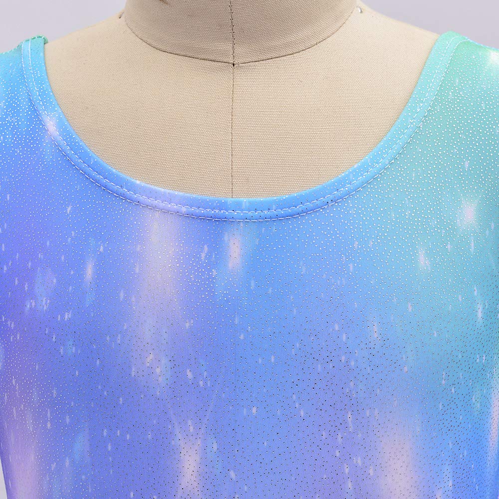 ZIZI Girl's Gymnastics Leotards One-piece Sparkle Colorful Rainbow Dancing Athletic, Purple, 7-8Years(140)