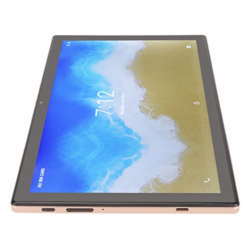 Zyyini Octa Core Tablet, Gold 8GB RAM 128GB ROM 100‑240V 10.1 Inch HD Tablet 5G WiFi 8MP Front 13MP Rear Camera for Working (US Plug)