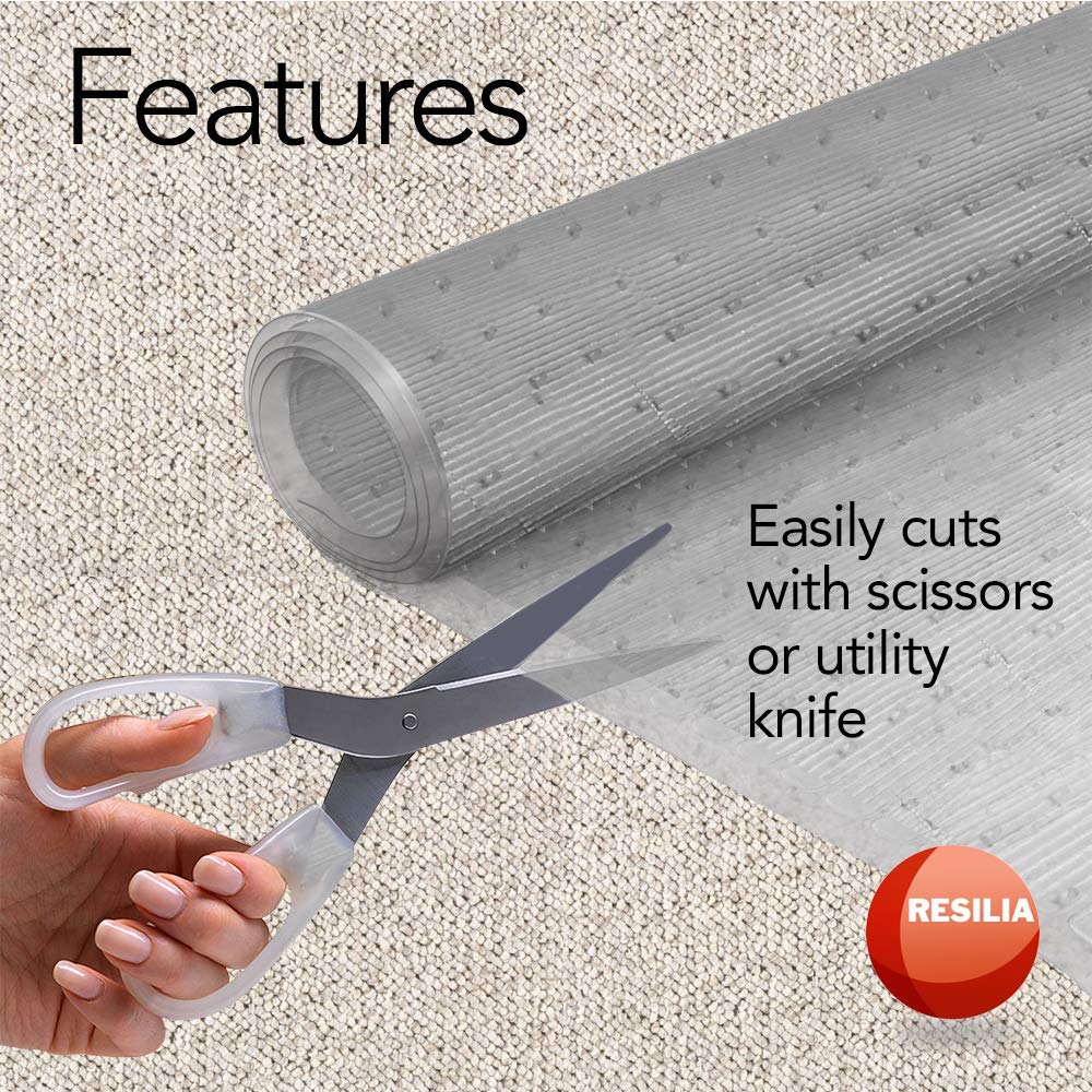 Resilia Premium Heavy Duty Floor Runner/Protector for Carpet Floors β Skid-Resistant, Clear, Plastic Vinyl, Clear Prism, 27 Inches x 12 Feet
