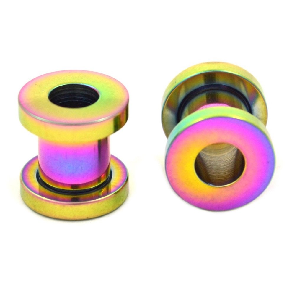 TheCheshireCat Multi Color Anodized Titanium Screw-fit Ear Tunnels (1 Pair) (00g (9.5mm)) (B/5/3/66)