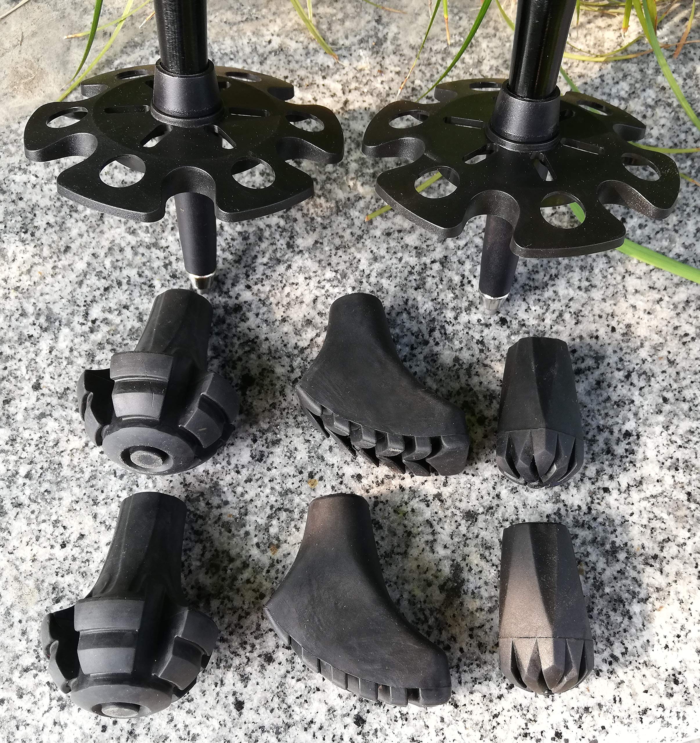 Replacement Rubber Tips Set for Trekking poles-4 Paris Heavy-Duty Durable Feet Paws Tips Snow Baskets for Hiking Poles/Walking Sticks