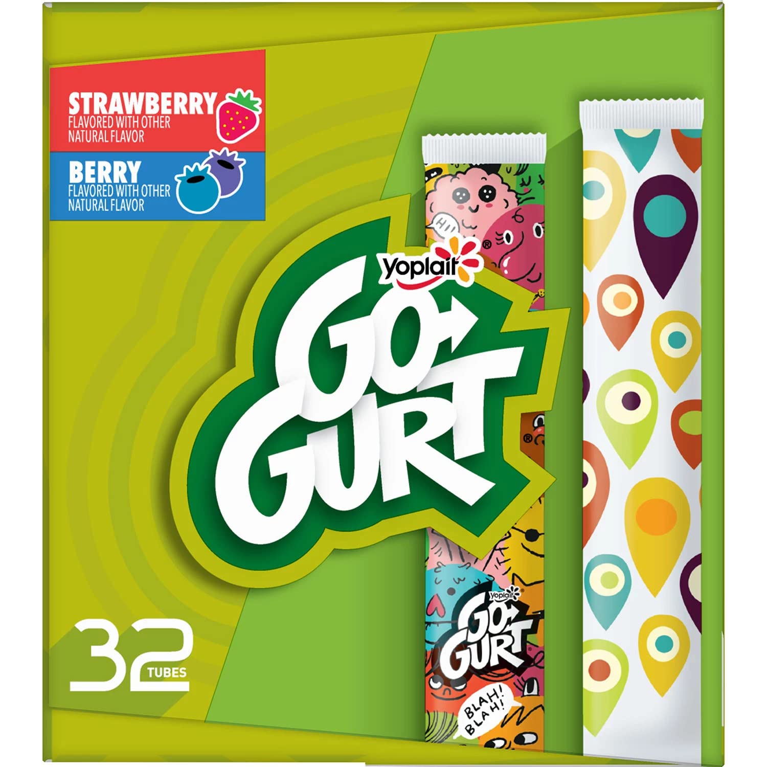 Yoplait Go-Gurt Kids Yogurt, Variety Pack, Vitamin A and D, Calcium Added, Strawberry and Berry Flavored with Other Natural Ingredients - 4 Pack (32ct, 64 oz. Each) - Ready Set gourmet Donate a Meal Program