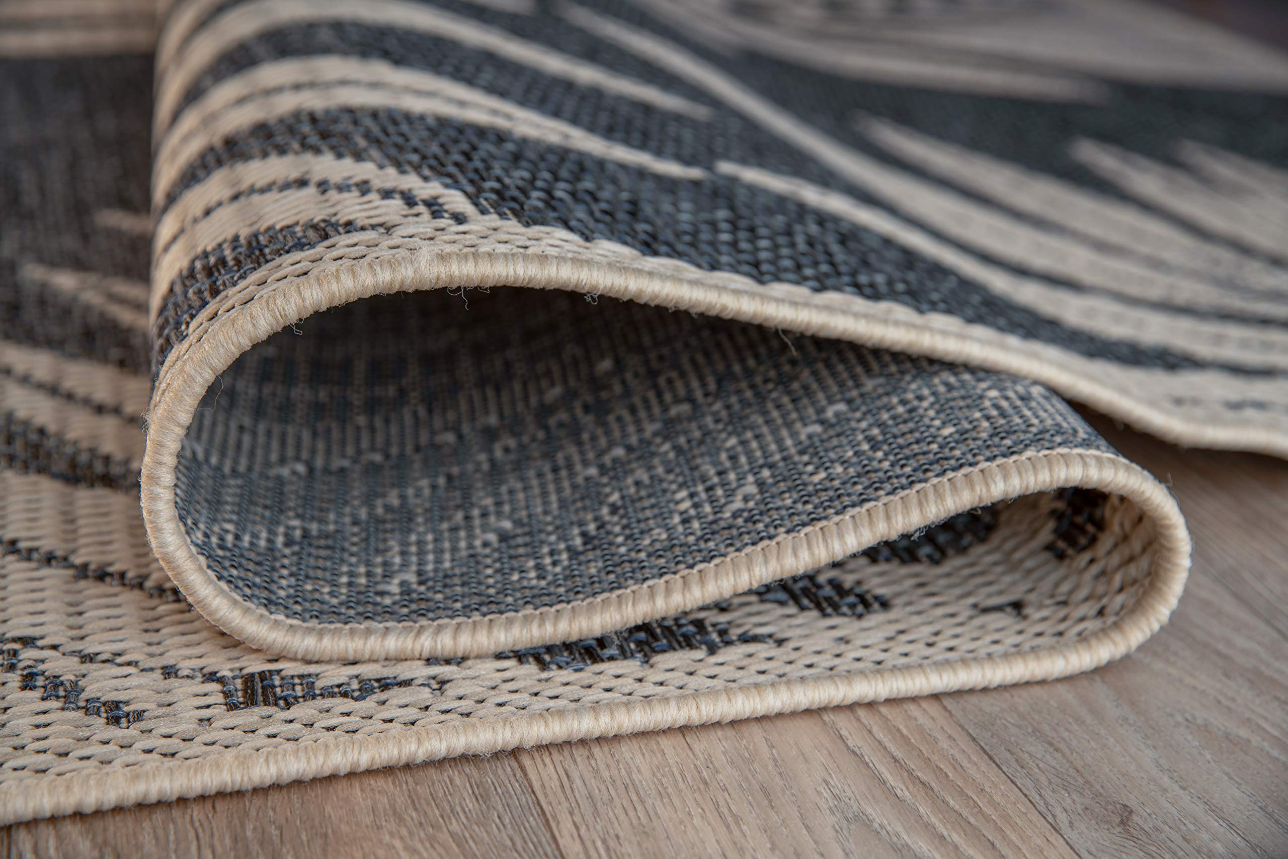 Rugshop Leaf Design Rug for Patio, Deck Rugs,Balcony Rugs Indoor/Outdoor Area Rug 5' x 7' Blue