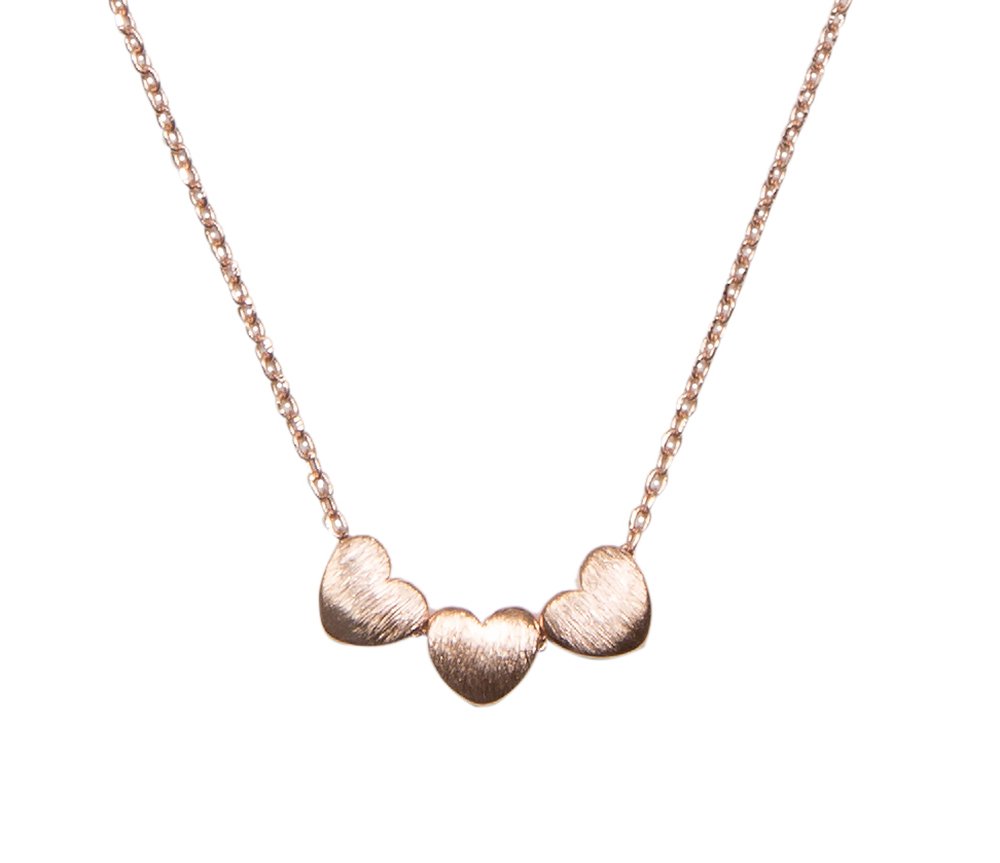SPUNKYsoul Handmade 3 Heart Necklace Collection (Gold Chain with Gold Silver Rose Gold Hearts)