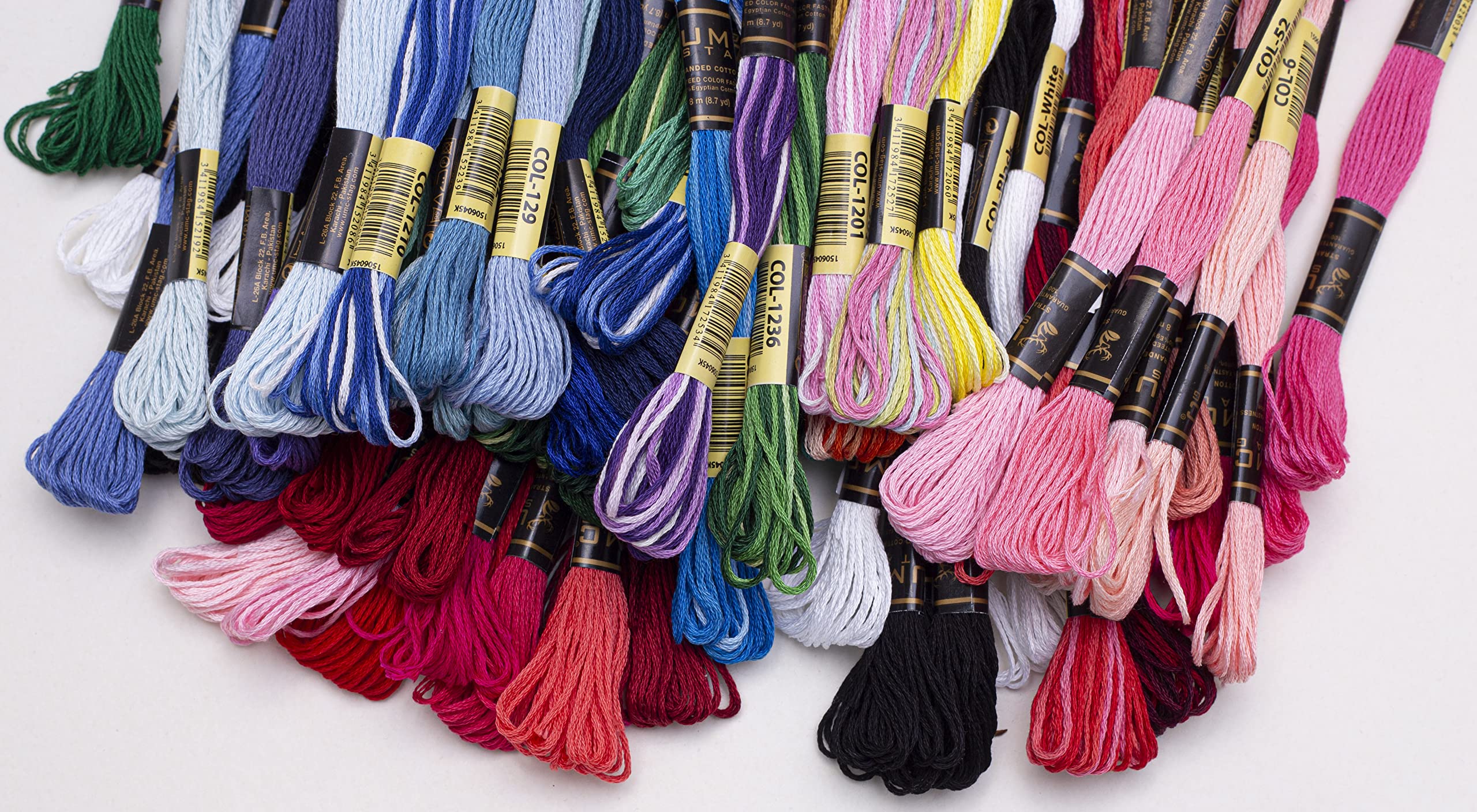 UMC STAG 12 Pieces | Premium Embroidery Thread | 100% Egyptian Cotton Premium Skeins | Cross Stitch Embroidery Floss | Oeko TEX Certified Stranded Cotton (Variegated Tones)