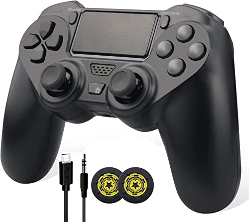 YsoKK Wireless Controller Compatible with PS4/Slim/Pro with Dual Vibration/6-Axis Motion Sensor/Audio Function(Black)