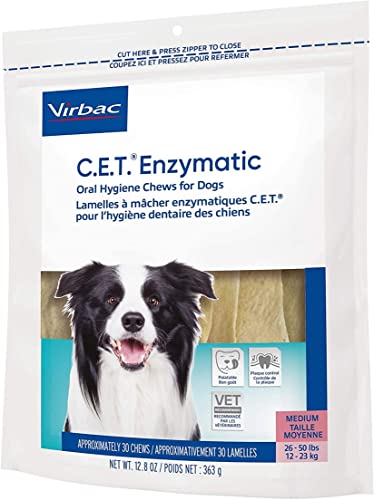 Virbac C.E.T. Enzymatic Oral Hygiene Chews, Medium Dog, 30 Count