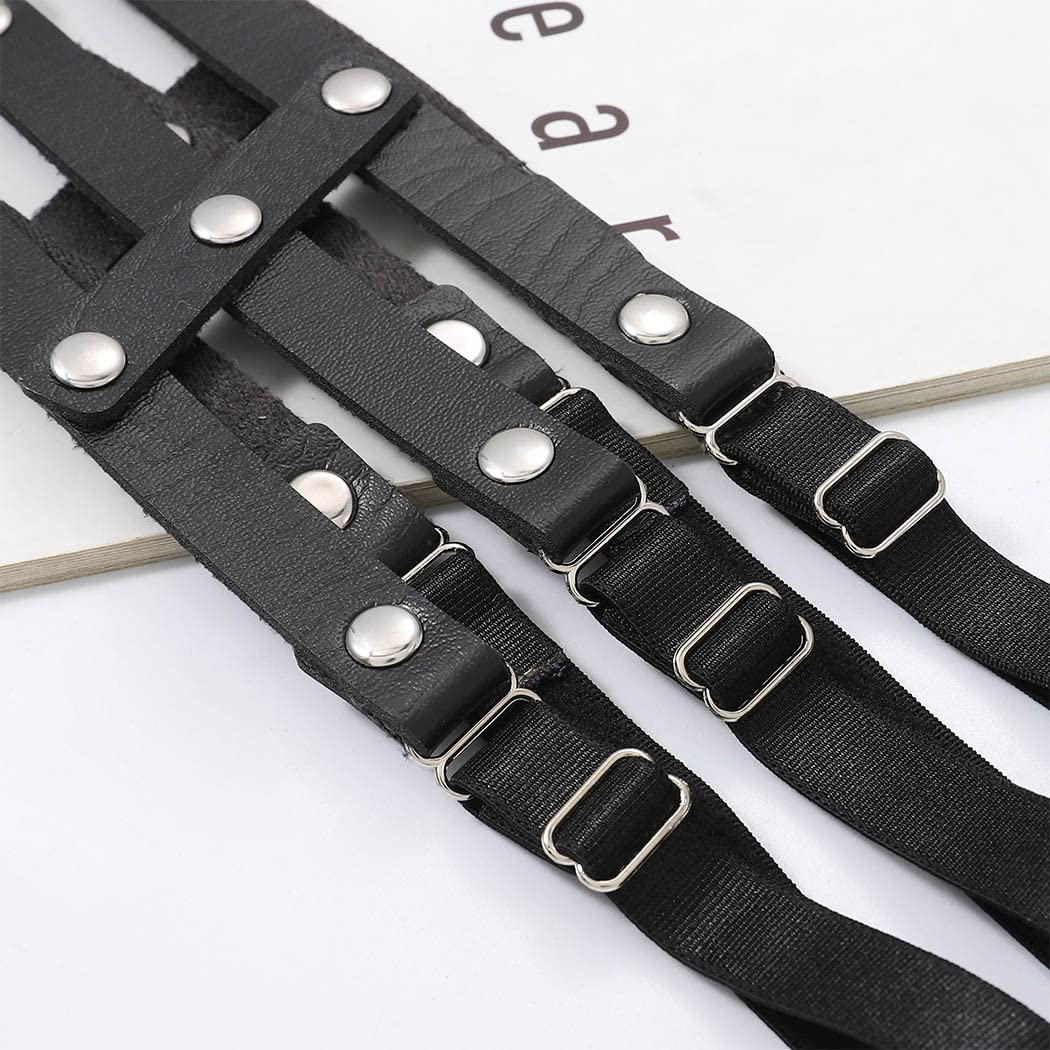 Victray Women Gothic Leg Chain Punk Leather Leg Garter Belt Thigh Chains Festival Body Chain (2PCS)