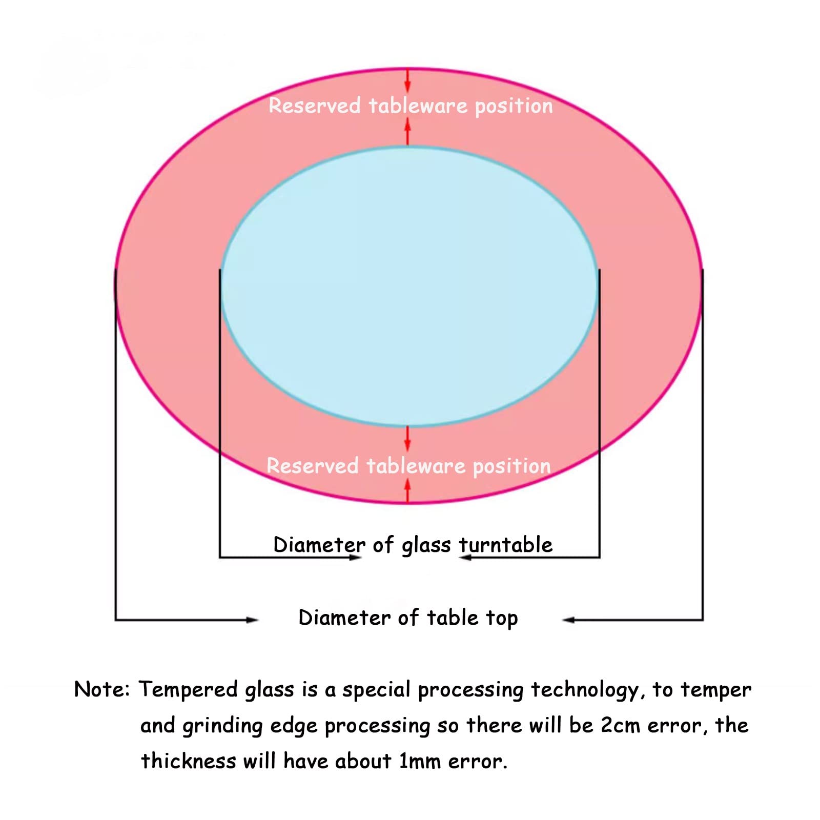 Transparent Glass Lazy Susan Turntable 0.31in Thick Rotating Serving Tray Round Tabletop Rotating Tray with Aluminum Alloy Auxiliary Wheel Bearing Not Easy to Dump Easy to Share Food (Size : 35in)